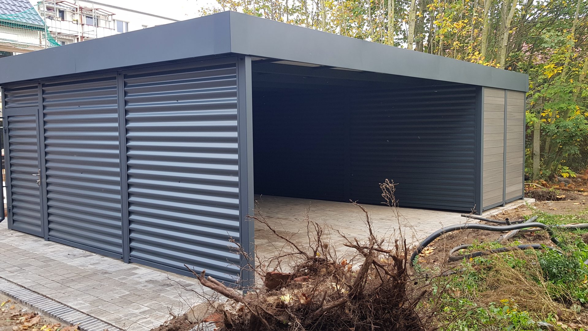Carport Mit Schuppen Anthrazit